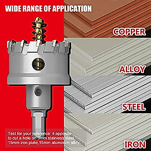 GSTK Upgrade Heavy Duty Carbide Hole Saw 14 Pcs,Metal Steel Hole Saw Drill Bit,TCT Hole Cutter,Alloy Hardness Upgrade, with 2*Extra Titanium Plated Pilot Center Drill and 2*L-Wrench