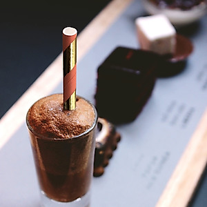 Pomp Peaches 'n Cream 100% Biodegradable Decorative Paper Straws (100 Count) | Long Lasting Premium Quality & Eco-Friendly Standard Size Drinking Straws | The Perfect Finishing Touch For Any Occasion