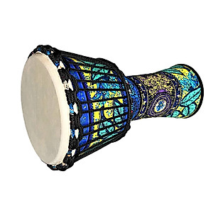 RUOSWTE 8.5 "Djembe Drum, Bongo Drum, Percussion Music, Sheepskin Drum Face, Professional Tuning, Hand Drum（Maple Blue）