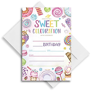 LoaHak Candyland Birthday Party Invitations Card For Kids, Sweet Candy Party, Candyland Birthday Invitation. (079)