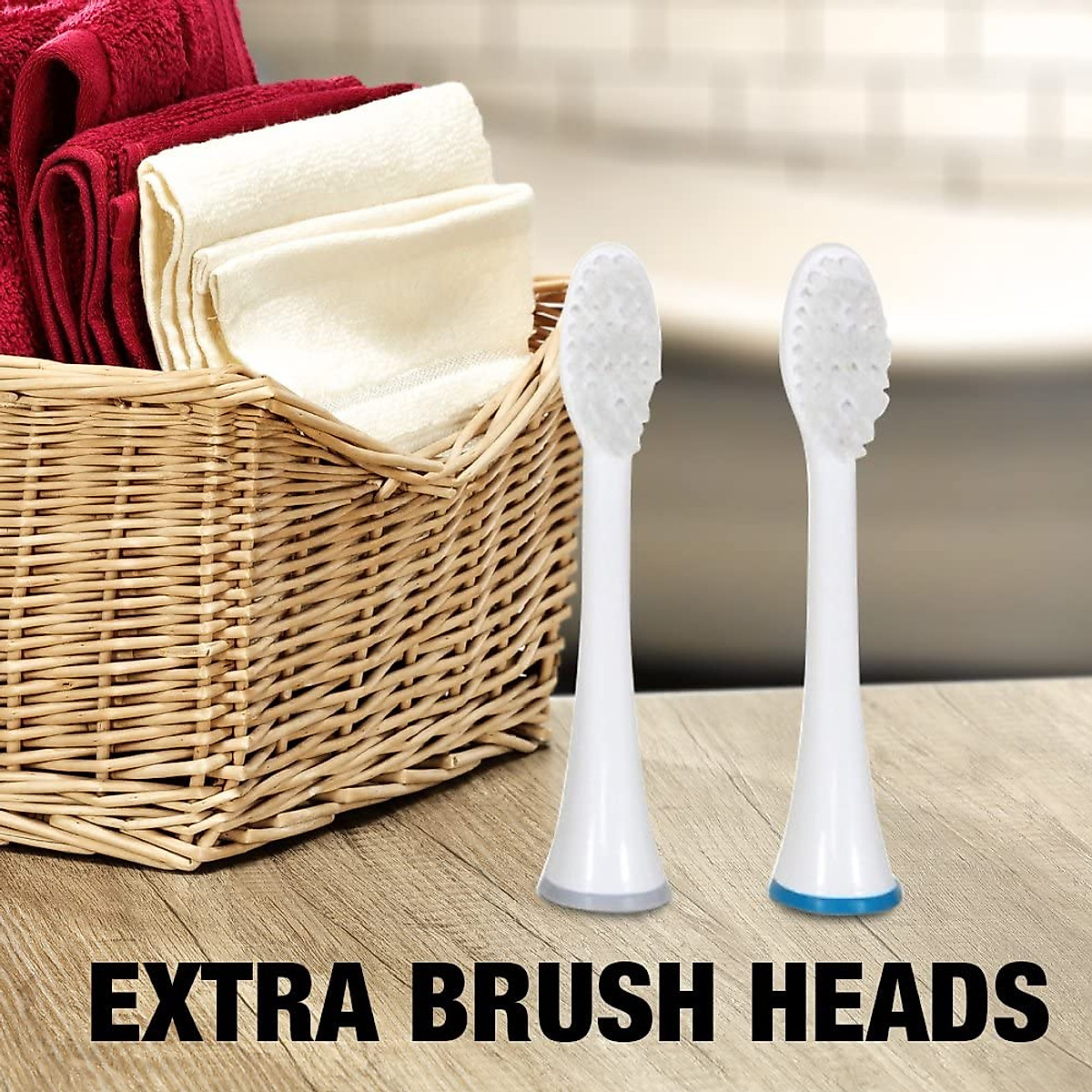 ToiletTree Products Poseidon Rechargeable Sonic Toothbrush with Inductive Charger and 3 Replacement Brush Heads for Multiple Users