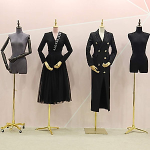 Mannequin Torso Mannequin Dress Form Torso Female Tailors Dummy Dressmakers Dummies Fashion Students Display Bust with Wood Arm Detachable Used for Apparel Jewelry Show (A Medium)