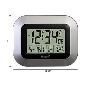 La Crosse Technology WT-8005U-S Atomic Digital Wall Clock with Indoor Temperature, Silver, Pack of 5