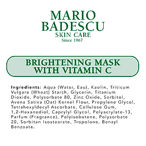 Mario Badescu Brightening Mask with Vitamin C for All Skin Types | Face Mask That Brightens Skin and Unclogs Pores | Formulated with Vitamin C & Kaolin Clay | 2 FL OZ