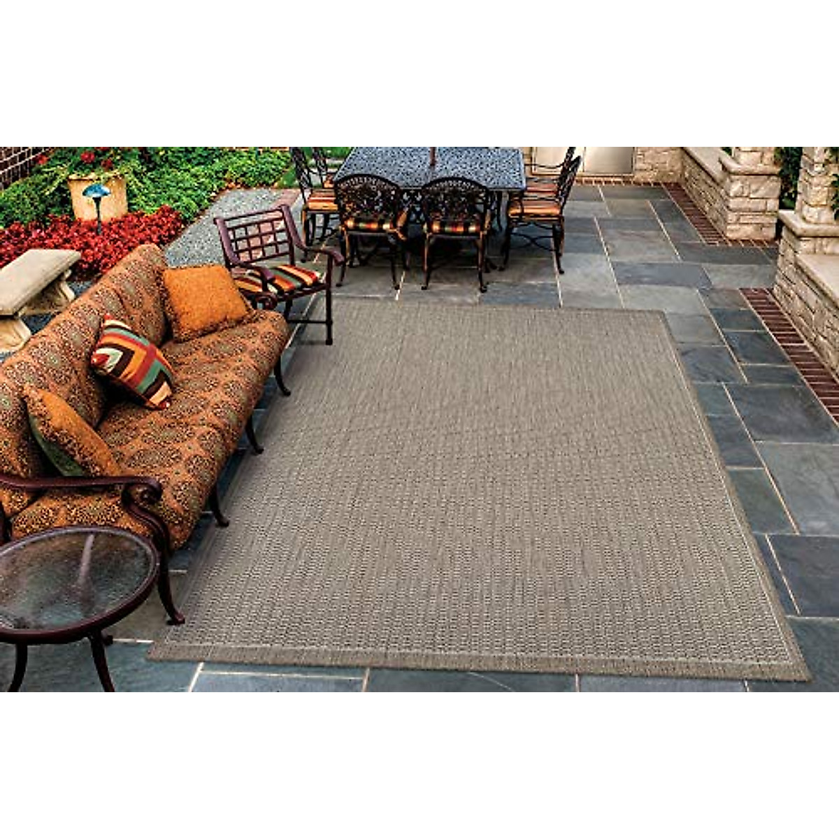 Couristan Recife Saddle Stitch Indoor/Outdoor Area Rug Champagne/Taupe, 2' x 3'7"