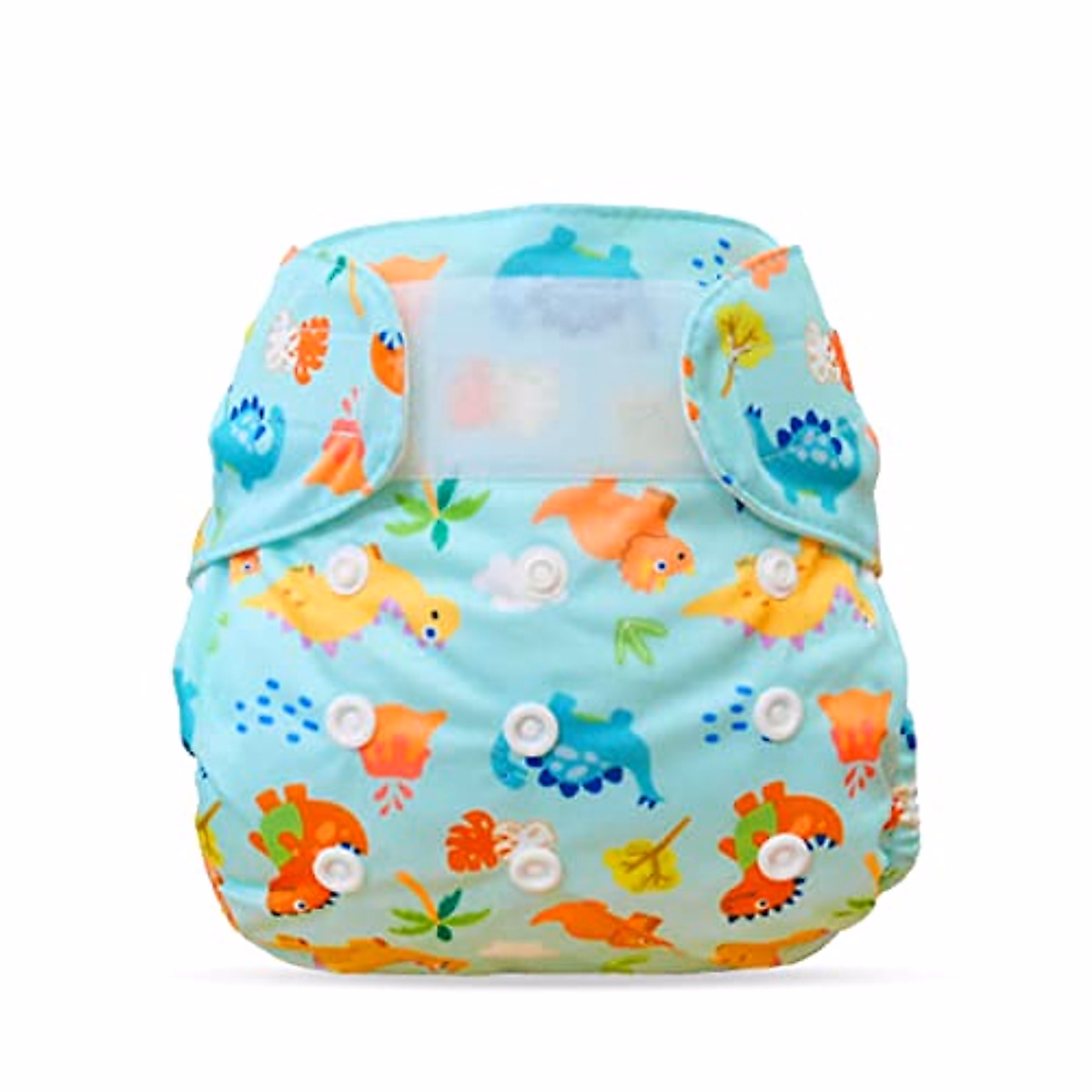 Cheekaaboo 2-in-1 Reusable Swim Diapers, Multipurpose Baby Swim Diaper, Leak-Proof Reusable Diapers with Inserts, Made for Beach, Pool and Outdoors, Turquoise/Dino, Fits Babies 6 Months to 3 Years