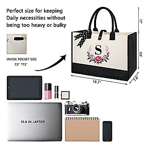 BeeGreen Personalized Gifts for Women w Magnetic Buckle Birthday Gifts for Women with Inner Zipper Pockets Initial Gifts for Women Embroidery Monogram Gifts for Women Teacher 13oz Canvas M