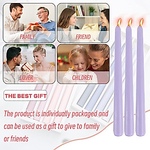 Taper Candles 4 Pack - 10 Inch Dinner Candle Set 8 Hours Burn Time Scented Smokeless Dripless Long Tall Candlesticks for Wedding Home Decor (Purple)
