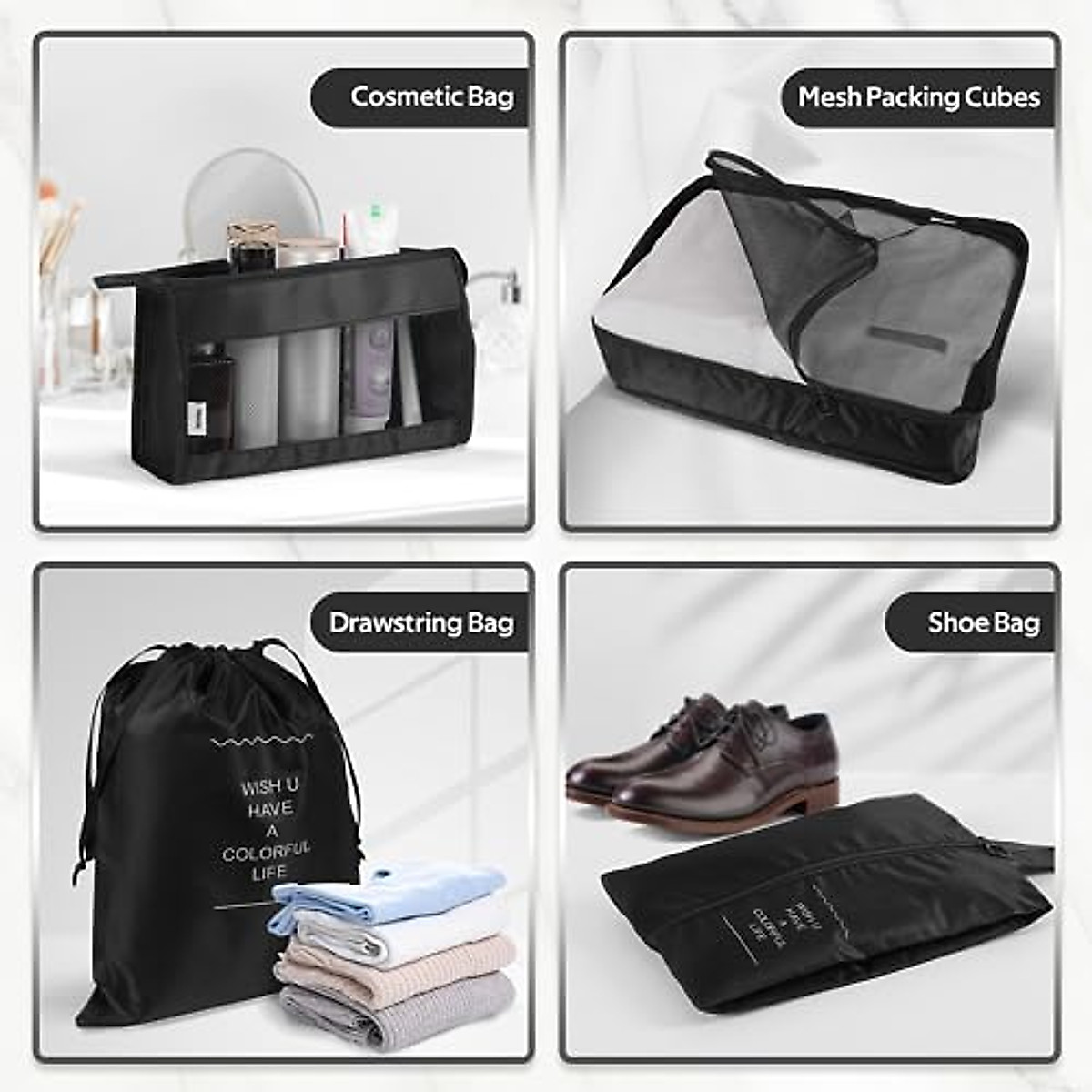 Packing Cubes 10 Sets Luggage Packing Organizers for Travel Accessories，Cenivi Travel Essentials，Including Waterproof Shoe Storage Bag Convenient Packing Pouches Clothing Underwear Bag for Traveller