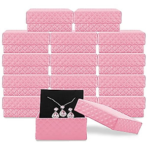 Necklace Earring Ring Box Gift Box,15 Pieces Square Cardboard Jewelry Gift Boxes,Cotton Filled Cardboard Paper Jewelry Box Gift Case (2.95 x 2.95 x 1.38 Inches) (Pink)