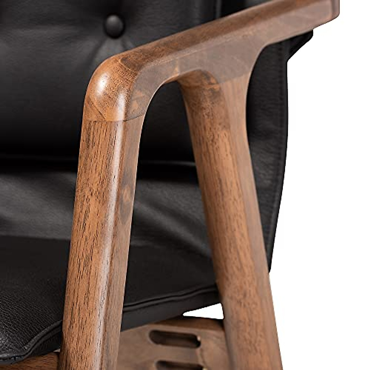 Baxton Studio Marcena Dining Chair Set Black Imitation Leather Upholstered and Walnut Brown Finished Wood 2-Piece Dining Chair Set