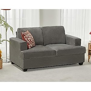 VanAcc Sofa, Comfy Sofa Couch with Extra Deep Seats, Modern Sofa Couch- Loveseat, Couch for Living Room Apartment Lounge, Grey Chenille