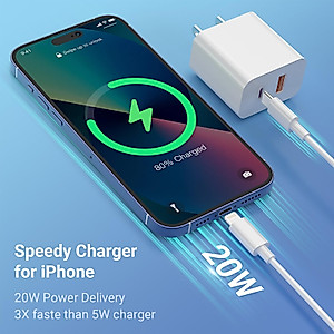 USB C Charger iPhone Charger Fast Charging 3Pack【MFi Certified】 20W PD+QC3.0 USB A Dual Port Wall Charger Block with 6FT USB C to Lightning Cable Compatible with iPhone 14 Pro Max/13Pro/12/11/XS/XR/X