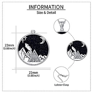 Mountian Necklace for Women Sterling Silver Blue Sandstone Camping Necklace Mountain Jewerly Gift for Hikers