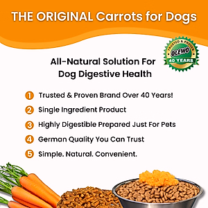 Olewo Original Carrots for Dogs – Fiber for Perfect Poop, Dehydrated Dog Food Toppers for Picky Eaters, Natural Skin & Coat Support, Multivitamin, Probiotics for Digestive & Gut Health, 1 lb