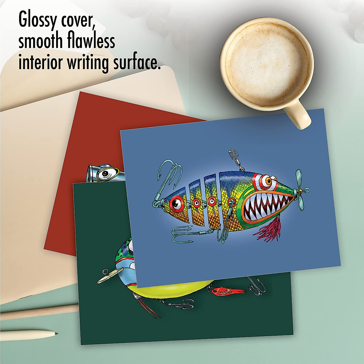 The Best Card Company 10 Assorted Thank You Notecards Bulk Box Set 4 x 5.12 Inch with Envelopes (10 Designs, 1 Each) Off The Hook M6543TYG