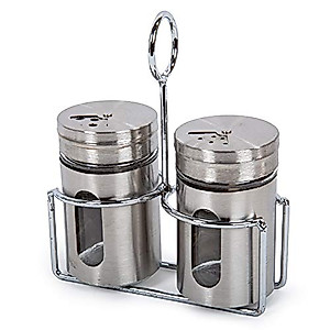 Luciano Housewares, Kitchen Essential Classic Stainless Steel Salt and Pepper Shakers Set, 2 x 3.5 inches, Silver