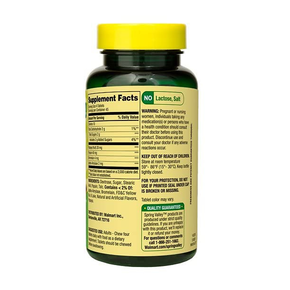 Spring Valley Spring - Valley Papaya Enzyme Complex Tablets - 180 Chewable Tablets Pack of 2 180 Count (Pack of 2)