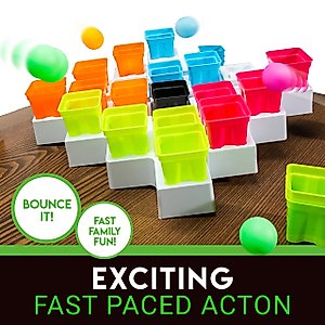 Franklin Sports Battle Buckets Pong Game - Fast Paced Four Player Ping Pong Game - Fun for Kids and Families - It’s a Game of Skill, Strategy, Change and Its Addictive!