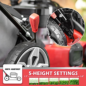 PowerSmart Self Propelled Lawn Mower, 22 Inch Lawn Mower Self-propelled, 200CC 4-Stroke Engine, 3 in 1 Gas Lawn Mower with Bag, 5 Cutting Heights Adjustable (1.2''-3.5'')