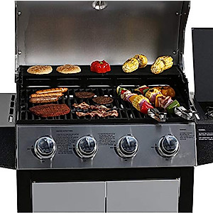 MASTER COOK Outdoor Propane Gas Grill, 4-Burner Gas Grill with Side Burner Liquid Propane Gas Grill BBQ Gas Grill, Stainless Steel Gas Grill, Silver Black