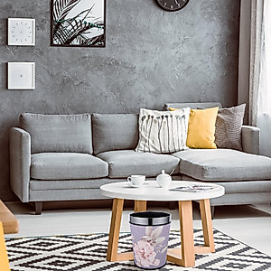 NUOBESTY Garbage Can Modern Waste Basket Plastic Trash Bin Purple Trash Can Recycling Round Trash Storage Can for Office Bathroom Kitchen Hotel Car Decor