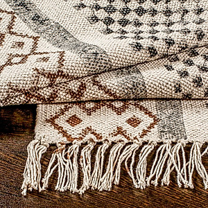 RIANGI Jute Braided Beige Rug - 4 x 6 Feet Rectangle Jute Rug Round Boho Area Rug for Living Room Brown Area Rug - Reversible Jute Round Rug - Dining Room Rugs for Under Table
