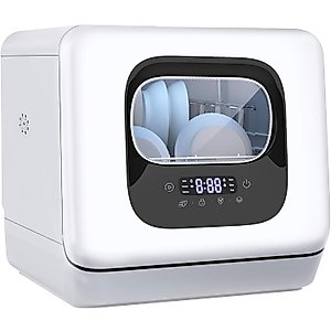 AGLUCKY Countertop Dishwasher, Portable Dishwashers with 6 Programs, 24H Timing, Air-Drying, 360° Deep Cleaning, Mini Dishwashers for Apartments, Dorms & Kitchenettes