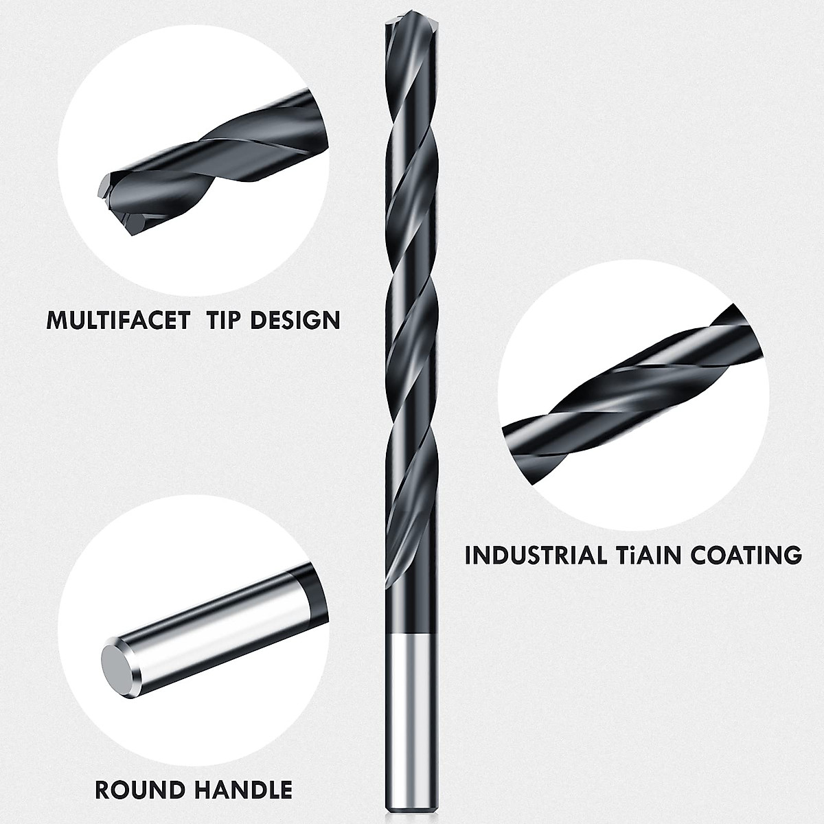 MACXCOIP TiAIN Coating Cobalt Drill Bit Set, Multifacet Tip 29Pcs M35 Jobber Drill Bit Kit for Hardened Metal, Stainless Steel, Cast Iron and Soft Materials, with Metal Index Storage Box, 1/16"-1/2"