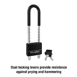 Master Lock 527D Adjustable Shackle Padlock with Key, Black