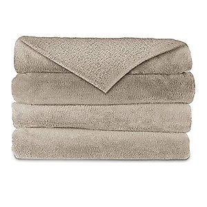 Sunbeam Velvet Plush Heated Throw Beige Cream