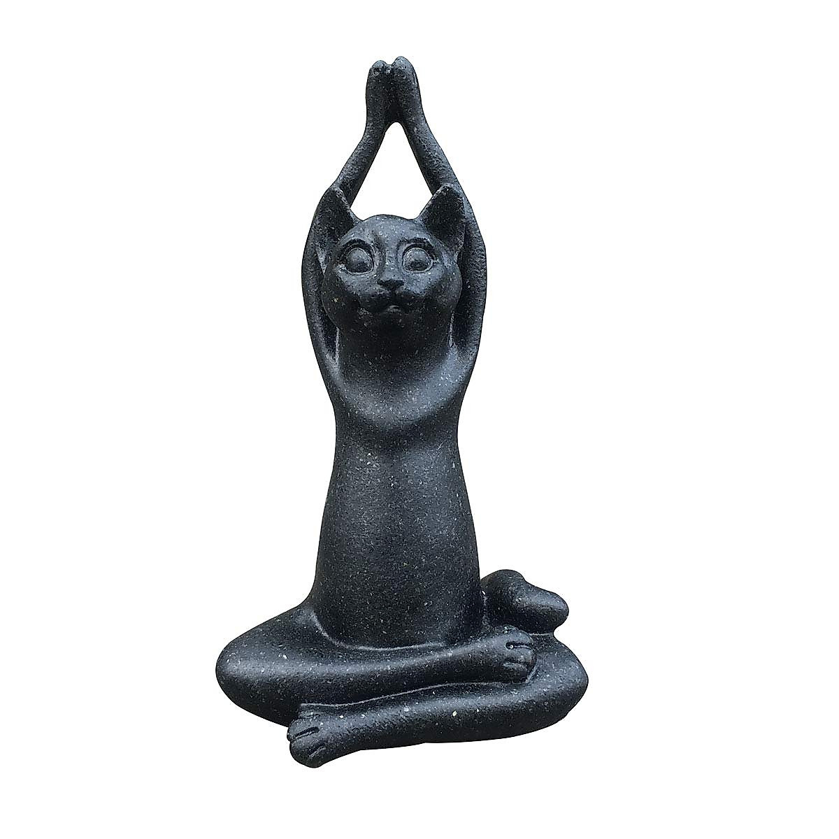 Artgenius Collective Yoga Cat Statue,Namaste Spiritual Home Decor Yoga Animal Figurine-Great Decor for Desktop, Bookshelf,Yoga Practice Room (Set of 3)
