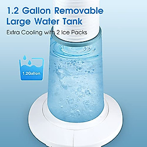 Evaporative Air Cooler Portable Air Conditioner Remote Control, 70 Degree Oscillation & 15 Hour Timer, Extra Cooling with Ice Packs for Home School Outdoor