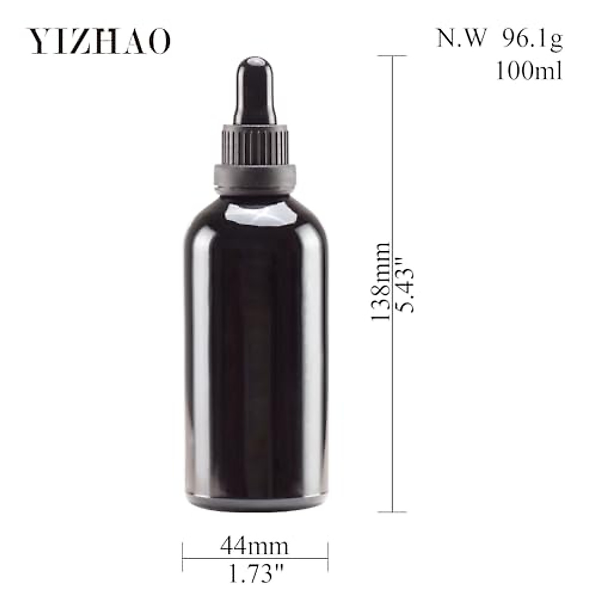 YIZHAO Black Glass Dropper Bottle 4oz, Tincture Bottles with Glass Dropper, for Essential Oils, Aromatherapy, Cosmetic, Laboratory, Pharmacy, Liquids, Travel –4 Pcs