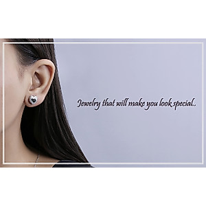 Dazzlingrock Collection 0.37 Carat (ctw) Round Black and White Diamond Heart Shaped Screw Back Stud Earrings For Women in 925 Sterling Silver