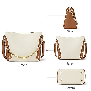 CLUCI hobo Bags for Women Vegan Leather Purses and Handbags Designer Ladies Shoulder Bucket Bag Beige with Brown