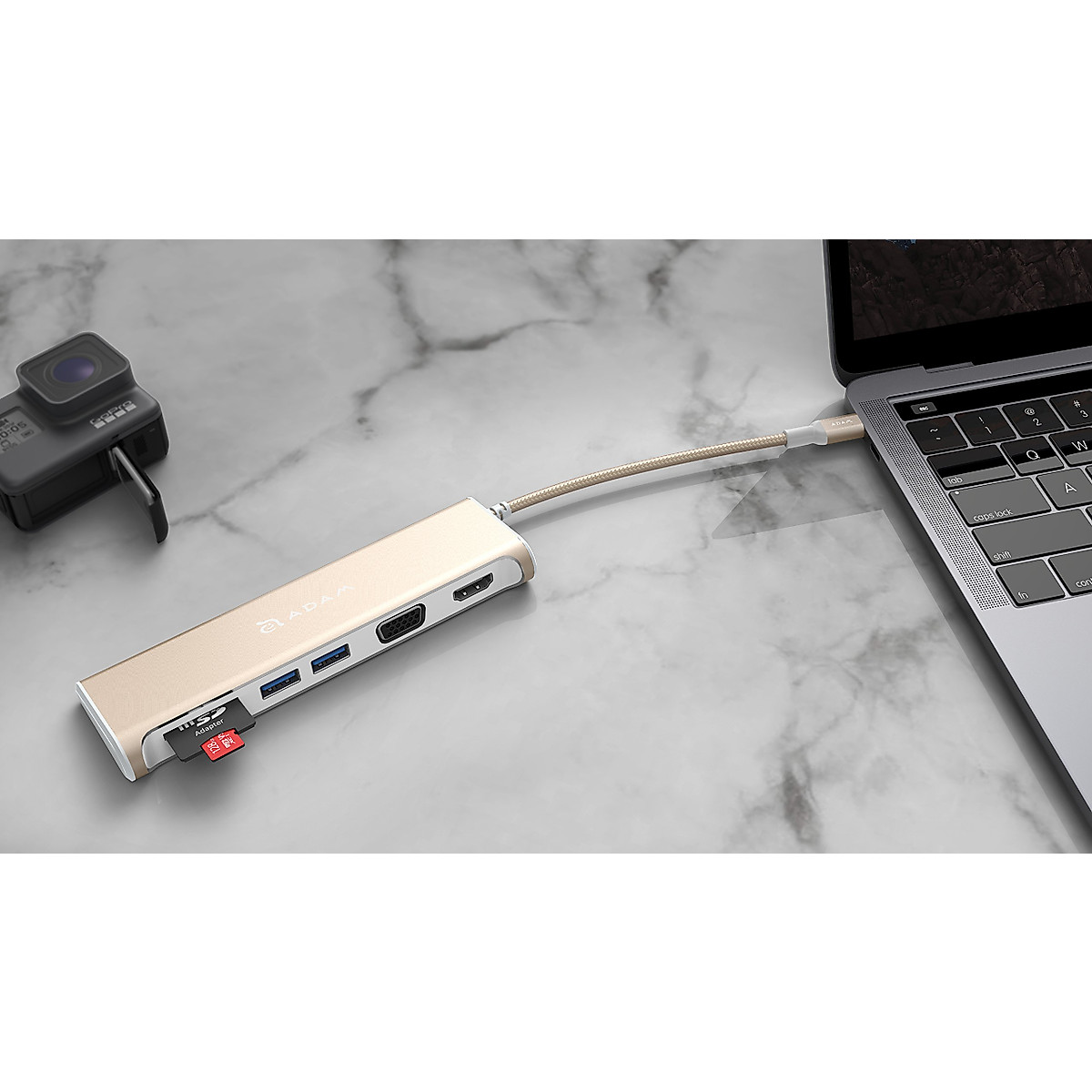 ADAM elements 5-in-1 USB C Hub - 4K USB C to HDMI - SD Card Reader - 2 USB 3.1 Ports - Portable, Durable Aluminum Case