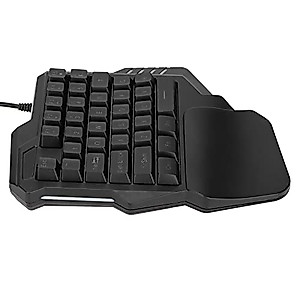 35 Keys One Handed Gaming Keyboard with LED Backlight, Ergonomic Design Professional Gaming Keyboard for Win 2000, Win XP, Win Me, Vista, Win 7