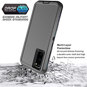 Galaxy S20 Plus Case Galaxy S20+ Case for Samsung Galaxy S20 Plus 5G Case Military Drop Shockproof Armor Heavy Duty Rugged 3 in 1 Protection Cover for Galaxy S20 Plus S20+ Phone Case (Black+Black)