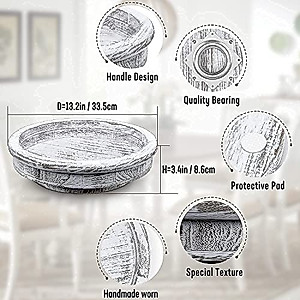 PUERSI Farmhouse Wooden Napkin Holder and Lazy Susan Turntable , Perfect for Table Centerpiece, Rustic Kitchen Decor for Counter