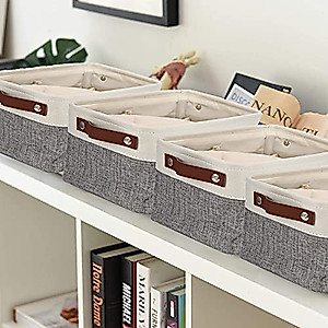 WOOROLL Set of 4 Fabric Storage Bins With Handles, Collapsible Storage Baskets For Organizing, Small Storage basket For Shelves, Closets, Laundry, Nursery