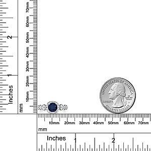 Gem Stone King 925 Sterling Silver Blue Sapphire Engagement Ring For Women (1.32 Cttw, Round Gemstone Birthstone, Available 5,6,7,8,9) (Size 7)