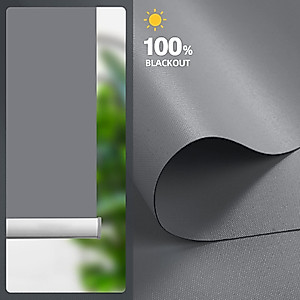 ZSTARR Motorized Blackout Blinds with Remote Smart Blinds Control Wireless Rechargeable Roller Blinds Blinds for Windows,Office,Home,Restaurant,Customized,3911(Drak Grey)