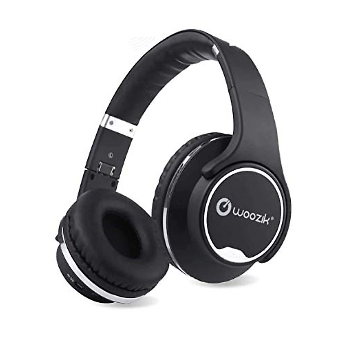 WOOZIK Twist Wireless Headphones, Over Ear 2 in 1 Hybrid Headset with Built-in FM Radio, Micro-SD Card Slot, AUX, Volume Control, Mic, Black