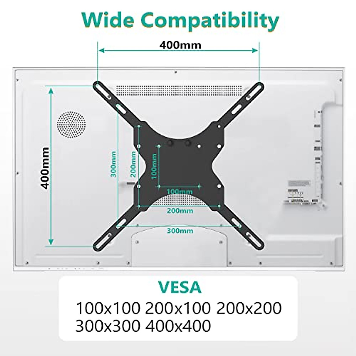 WALI TV Ceiling Mount Adjustable Bracket Fits Most LED, LCD, OLED and Plasma Flat Screen Display 26 to 65 Inch, up to 110 Lbs, VESA 400x400mm (CM2665), Black