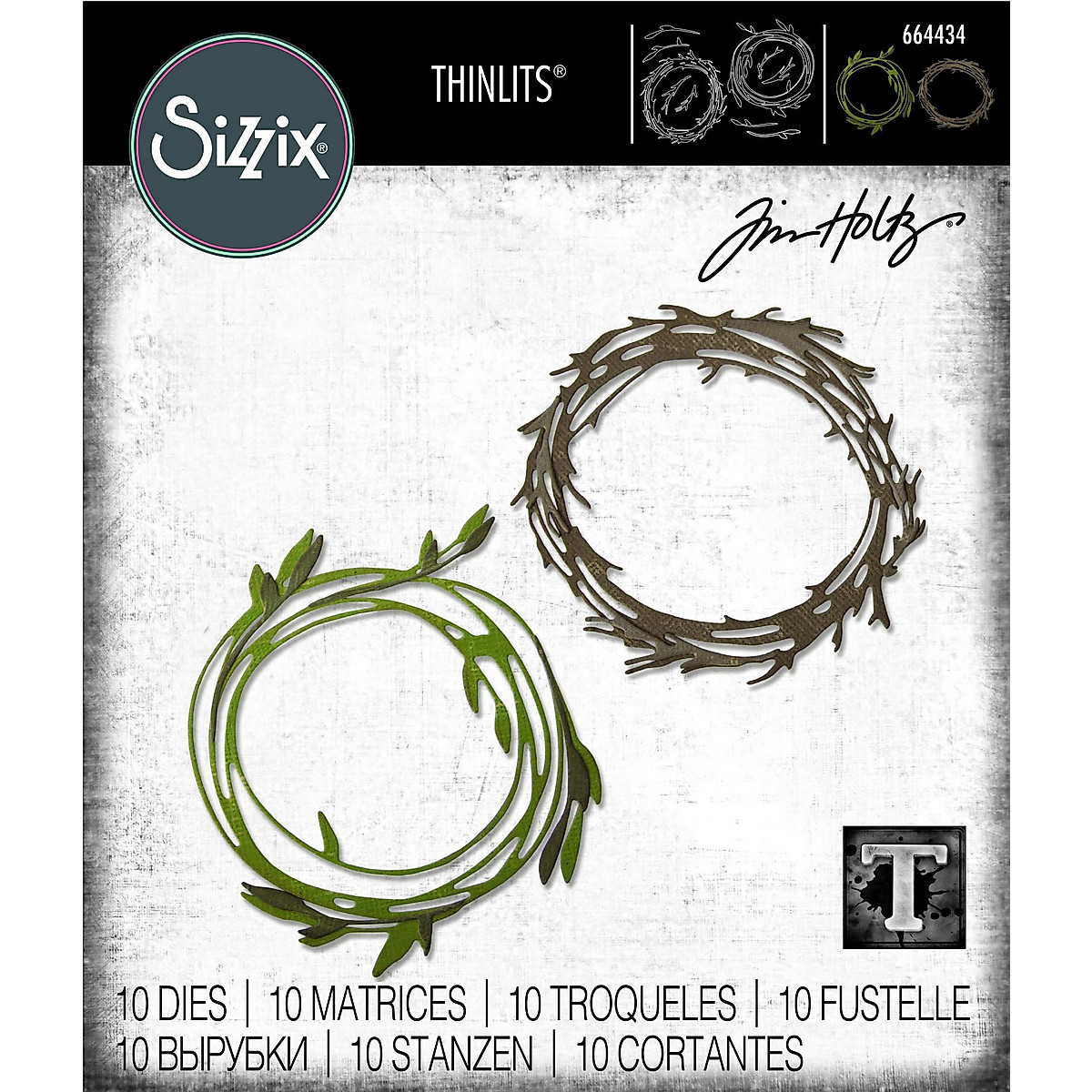 Sizzix Thinlits Die Set 10 Pack , Funky Wreaths by Tim Holtz Cutting dies, Multicolor