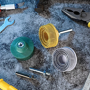 6 Pieces 2 Inch Bristle Disc Grit Abrasive Bristle Disc 50# 80# 120# with 1/4 Inch Shank Attachment Abrasive Coating Removal Disc for Metal