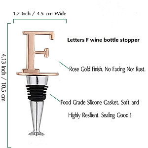 Wine Stoppers, 1 Pack Reusable Wine Bottle Stoppers Stainless Steel Letter Wine Stopper - Food Grade Silicone Material Decorative Wine Cork Saver Sealer Plug (Letters-O)