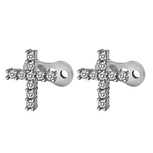 Titanium Dermal Anchor Top Crystal Micro Surface Skin Piercing 16G - Fan - Cross