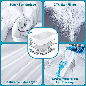 Full Size Mattress Protector, Waterproof Breathable Noiseless Full Size Mattress Pad with Deep Pocket for 6-16 inches Mattress, White